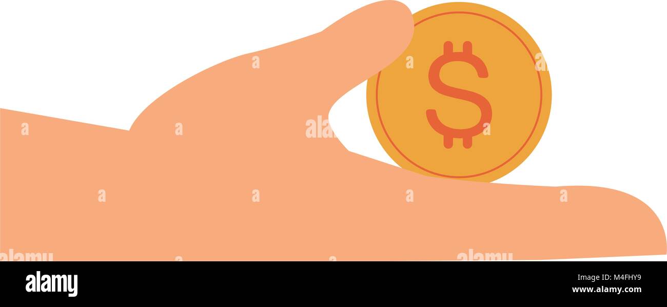 Hand with coin Stock Vector Image & Art - Alamy