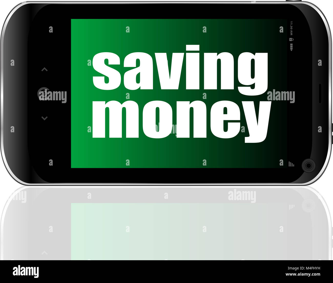 Currency concept. Smartphone with text Saving Money on display Stock ...