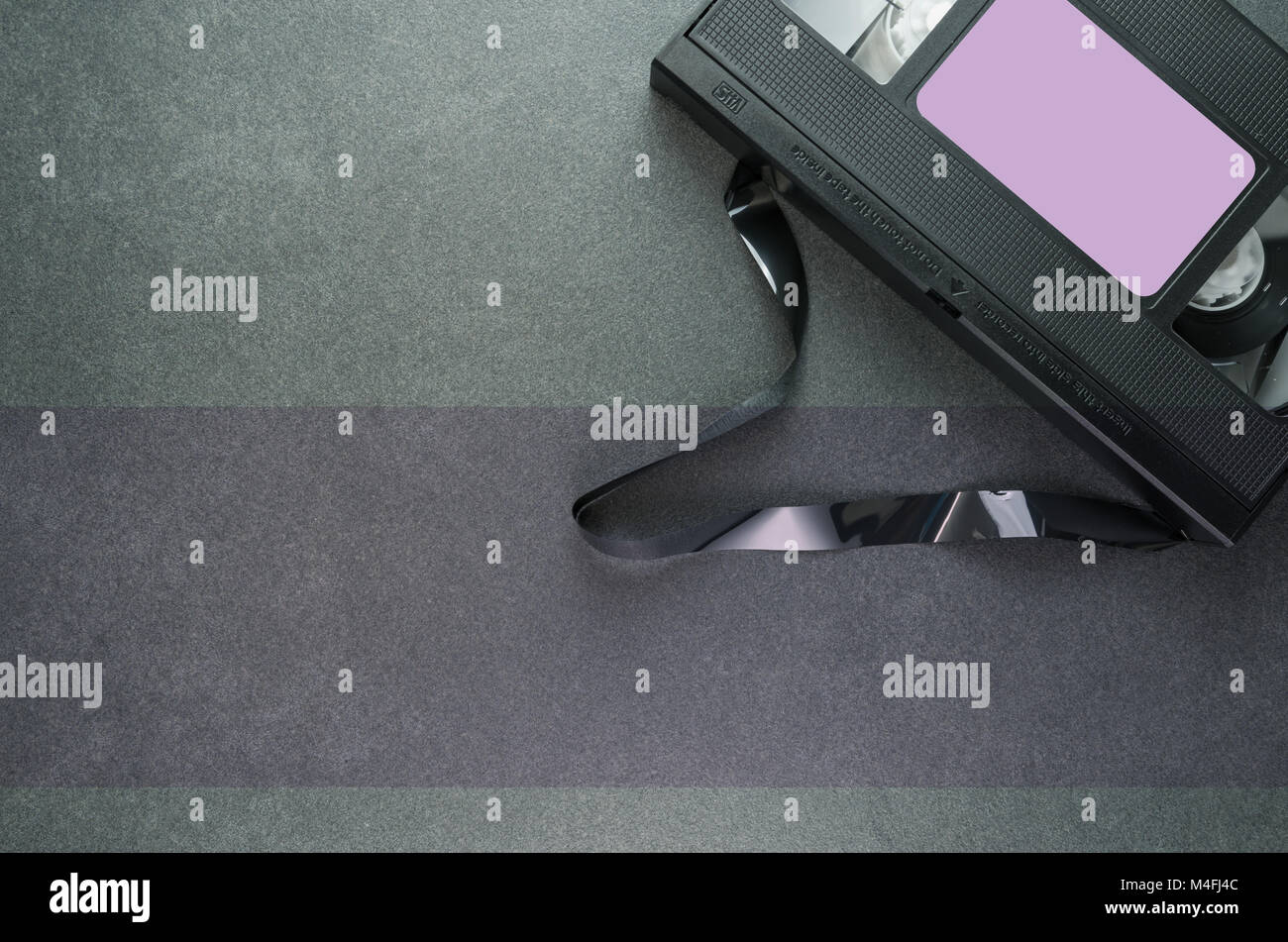 VHS compact magnetic tape analog recording cassette - top view Stock ...