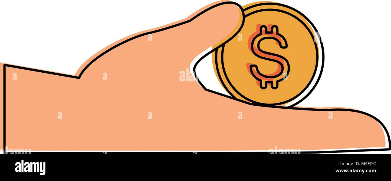 Hand with coin Stock Vector Image & Art - Alamy