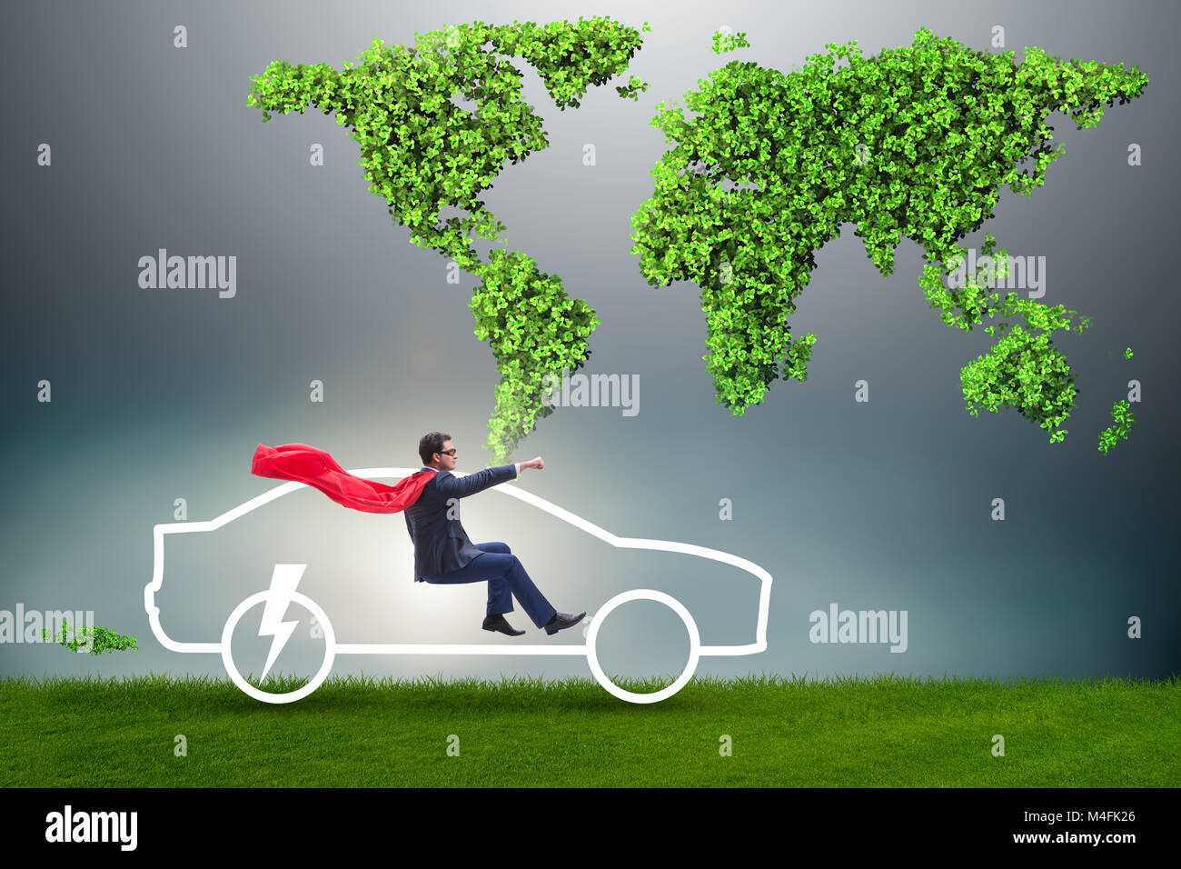 Electric car concept in green environment concept Stock Photo - Alamy