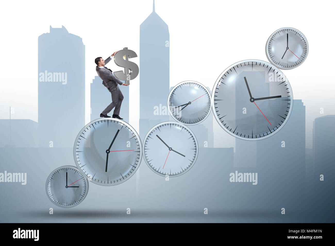 Time is money concept with businessman holding dollar Stock Photo - Alamy