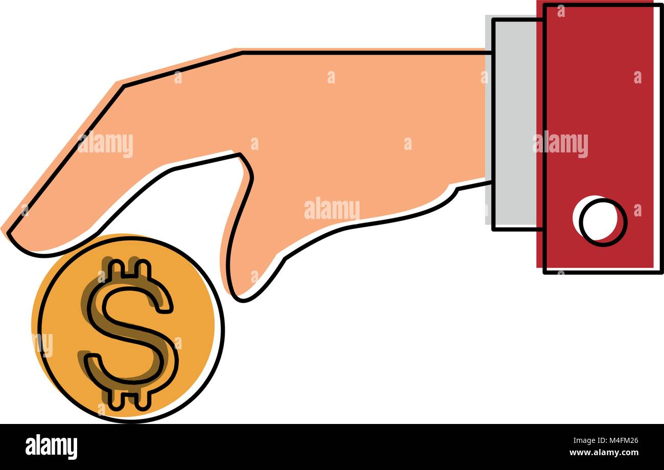 Hand with coin Stock Vector Image & Art - Alamy