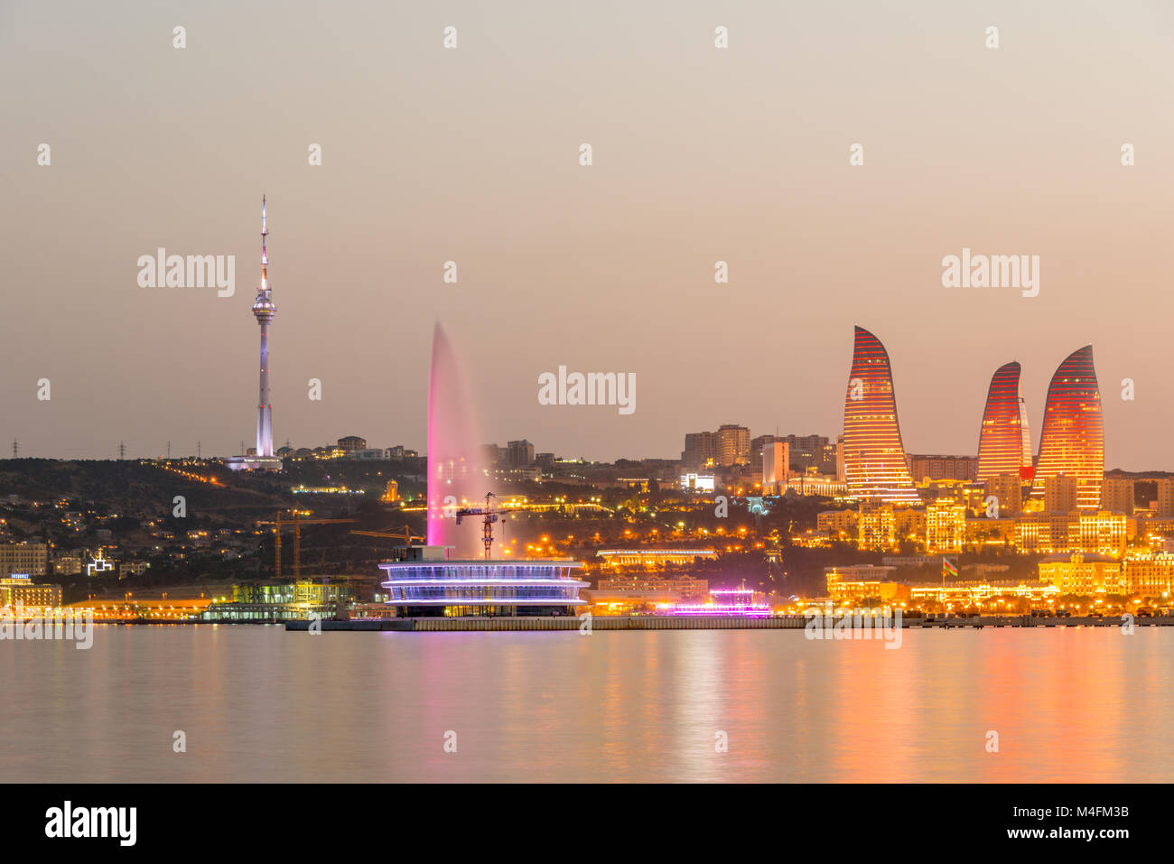Night view of Baku Azerbaijan during sunset Stock Photo - Alamy