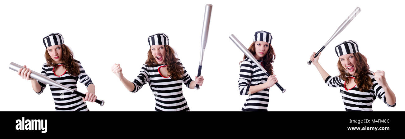 Convict criminal in striped uniform Stock Photo - Alamy