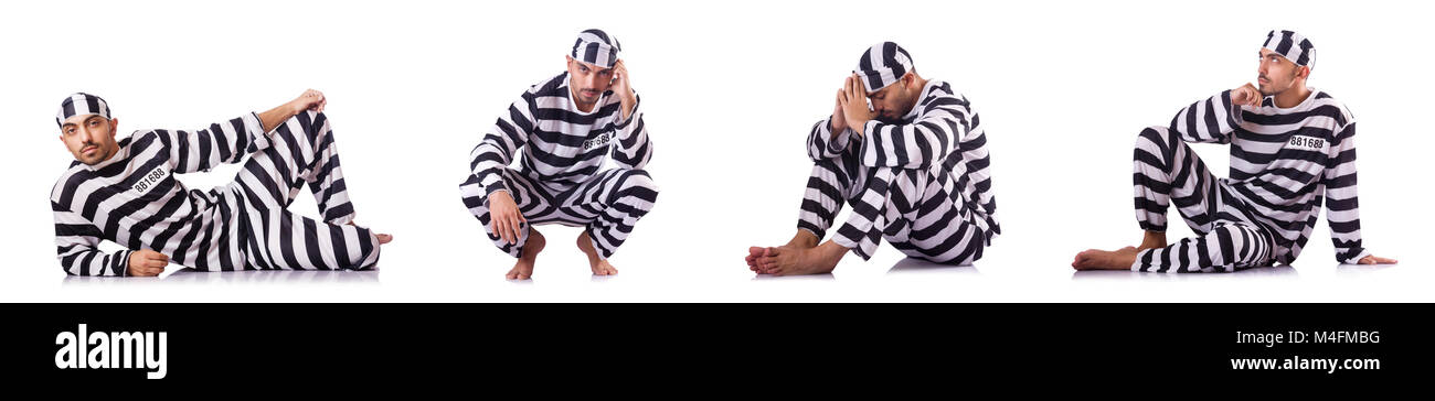 Convict criminal in striped uniform Stock Photo - Alamy