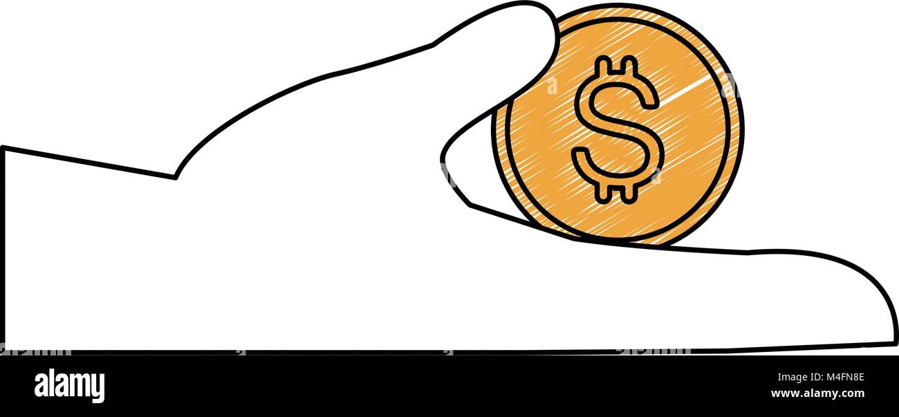 Hand with coin Stock Vector Image & Art - Alamy