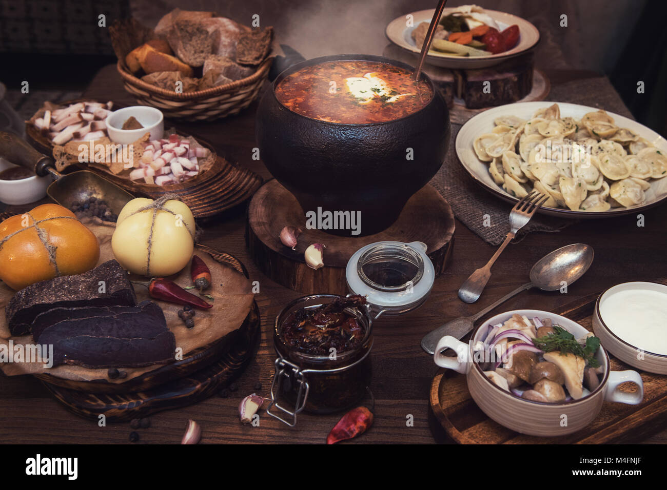 Russian food table Stock Photo - Alamy
