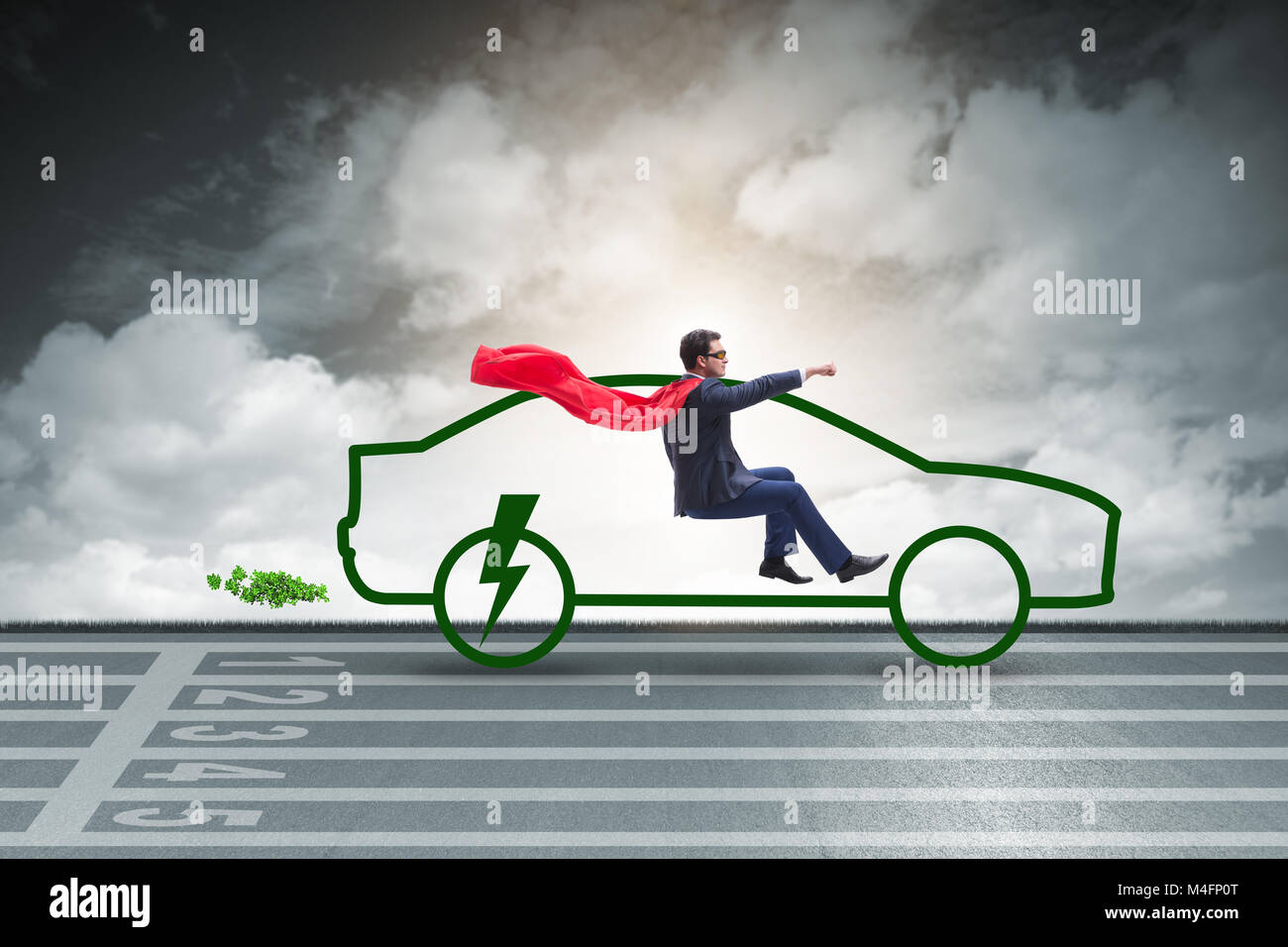 Electric car concept in green environment concept Stock Photo - Alamy
