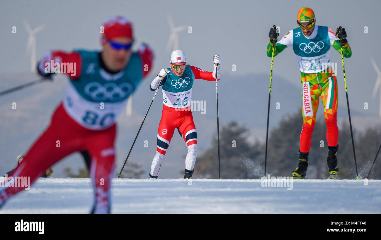Pyeongchang, South Korea. 16th Feb, 2018. Knute Johnsgaard (left to right) from Canada, Finn ...