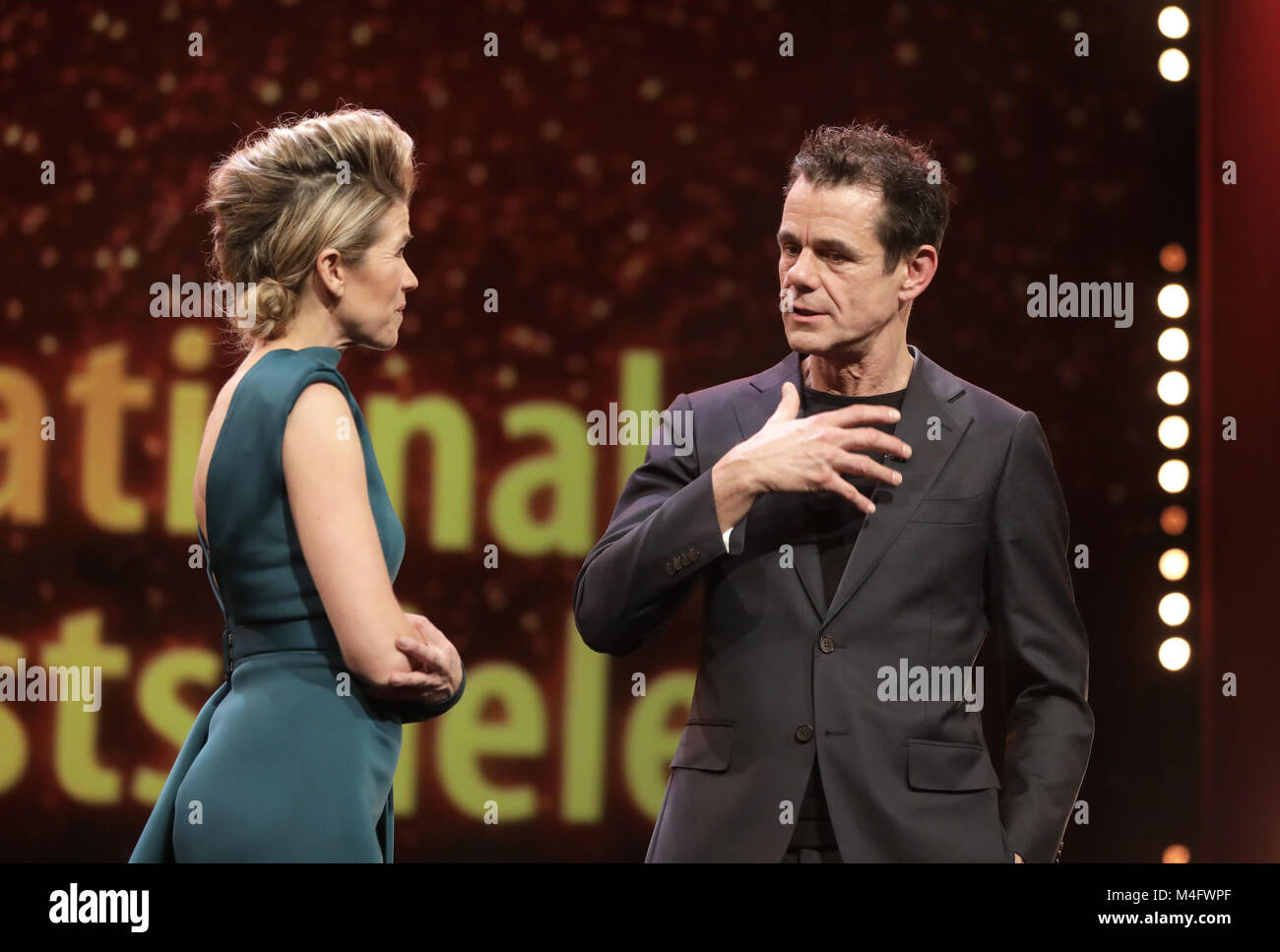 Berlin, Germany. 15th Feb, 2018. Presenter of the evening Anke Engelke ...