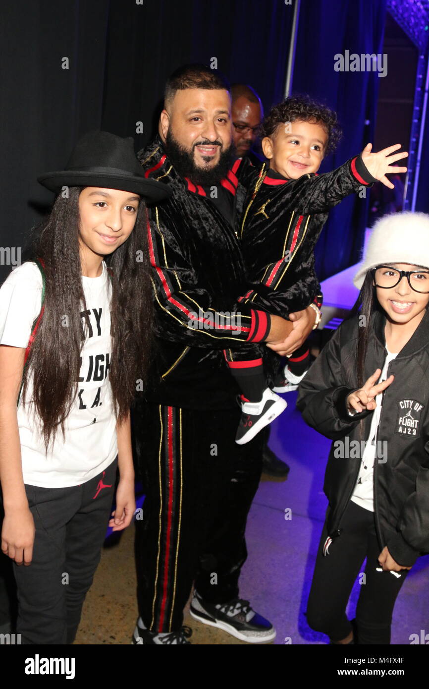 Los Angeles, Ca, USA. 15th Feb, 2018. DJ Khaled and Asahd Khaled at the ...