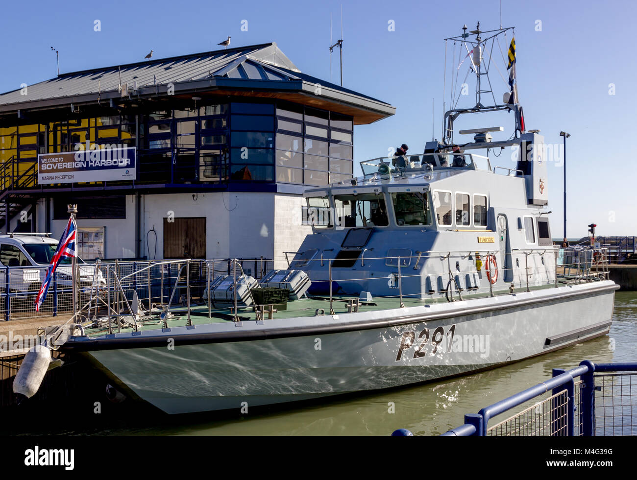 Sovereign Harbour, Eastbourne, UK. 16th February, 2018. HMS Puncher a ...