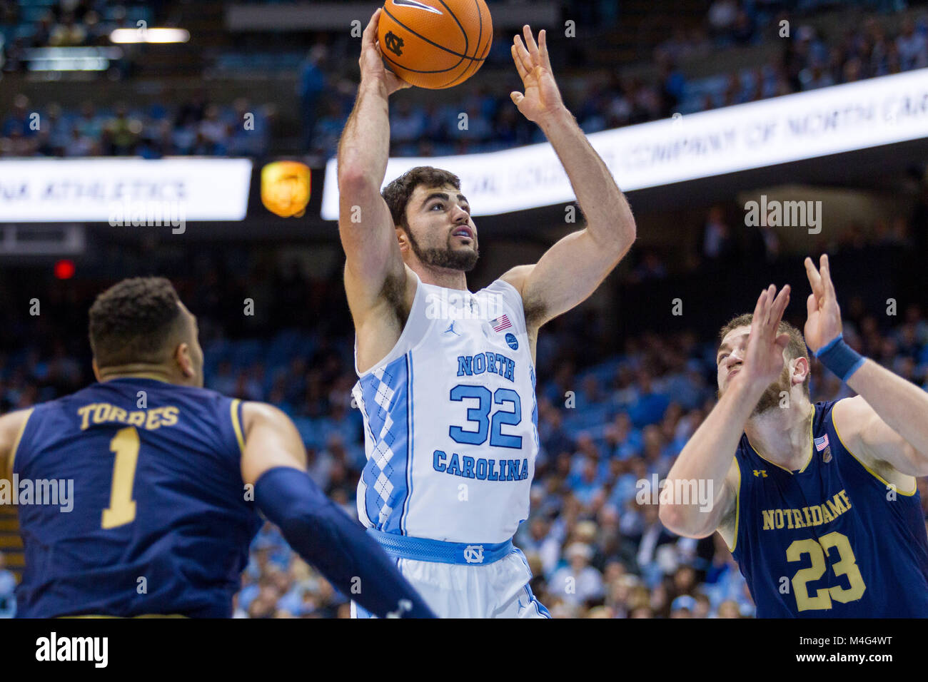 February 12, 2018: North Carolina Tar Heels forward Luke Maye (32) goes ...