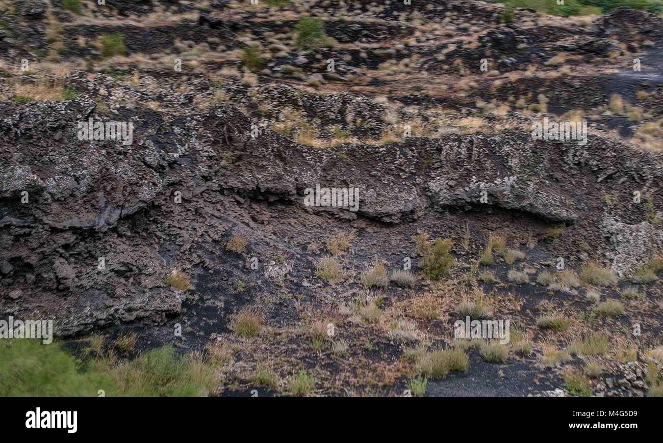 Sicily, Italy. 12th Oct, 2004. Solidified lava flows from a previous ...
