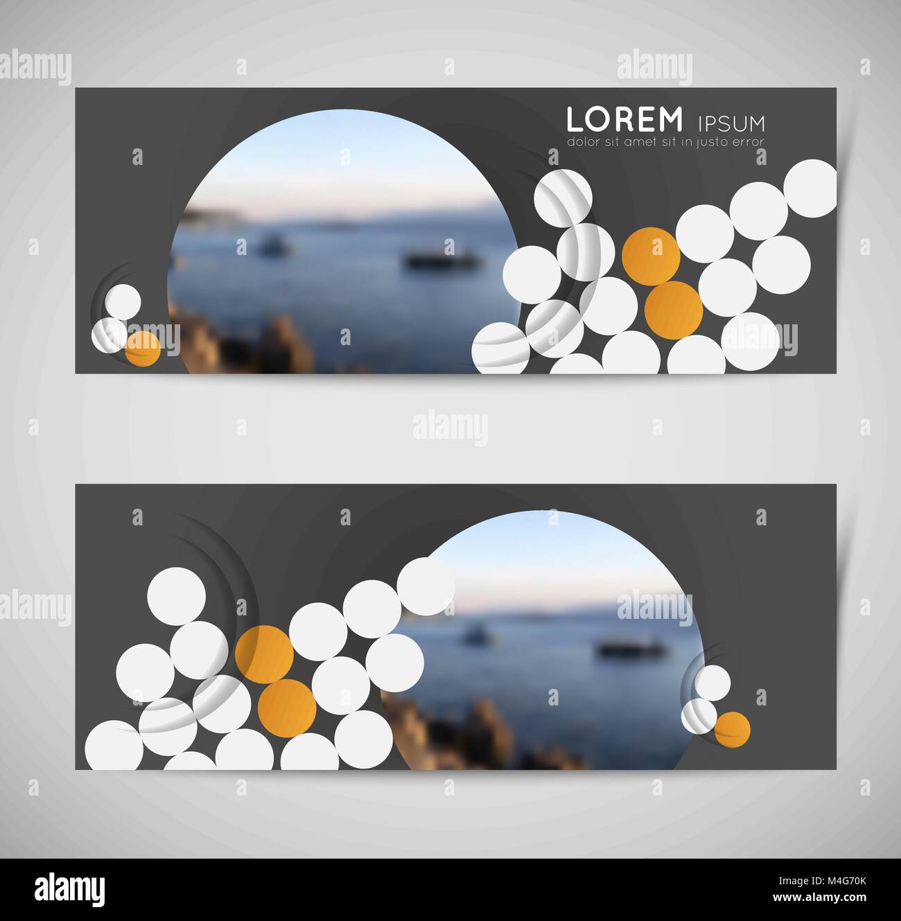 abstract modern horizontal banners with composition of circles and ...