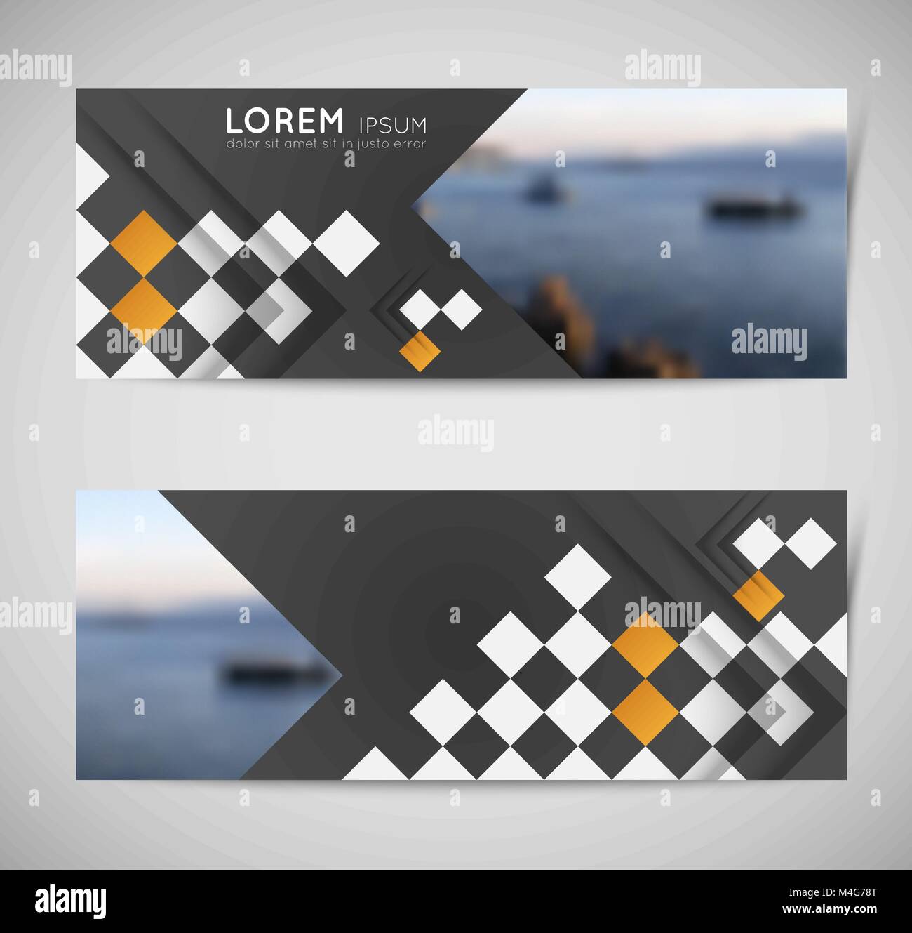 abstract modern horizontal banners with composition of squares and ...