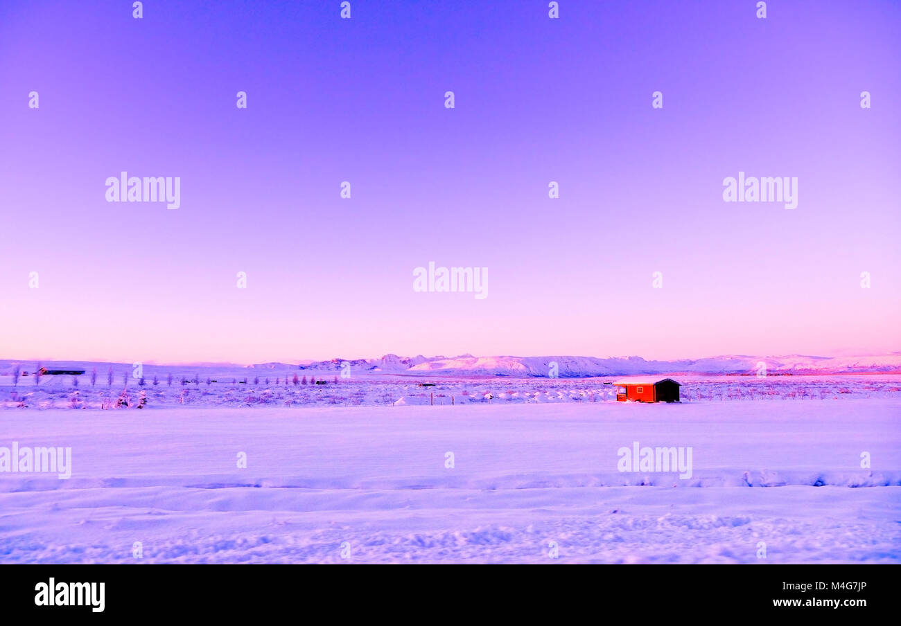 View the icy plateau at dusk in winter in Iceland Stock Photo - Alamy