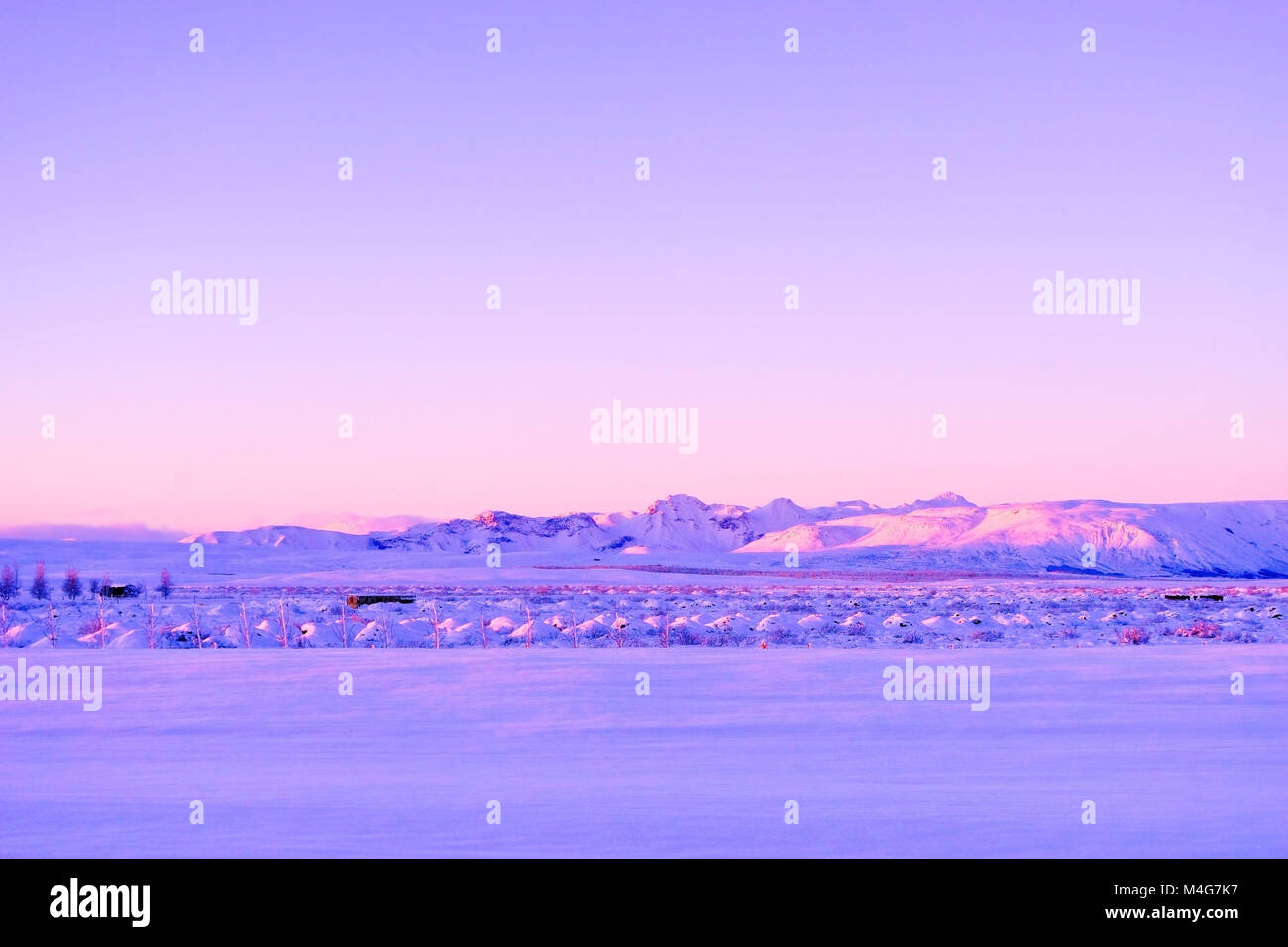View the icy plateau at dusk in winter in Iceland Stock Photo - Alamy