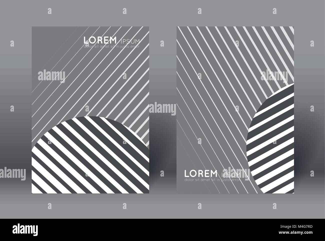 Poster template design. Vector layout with repeating lines, circle ...