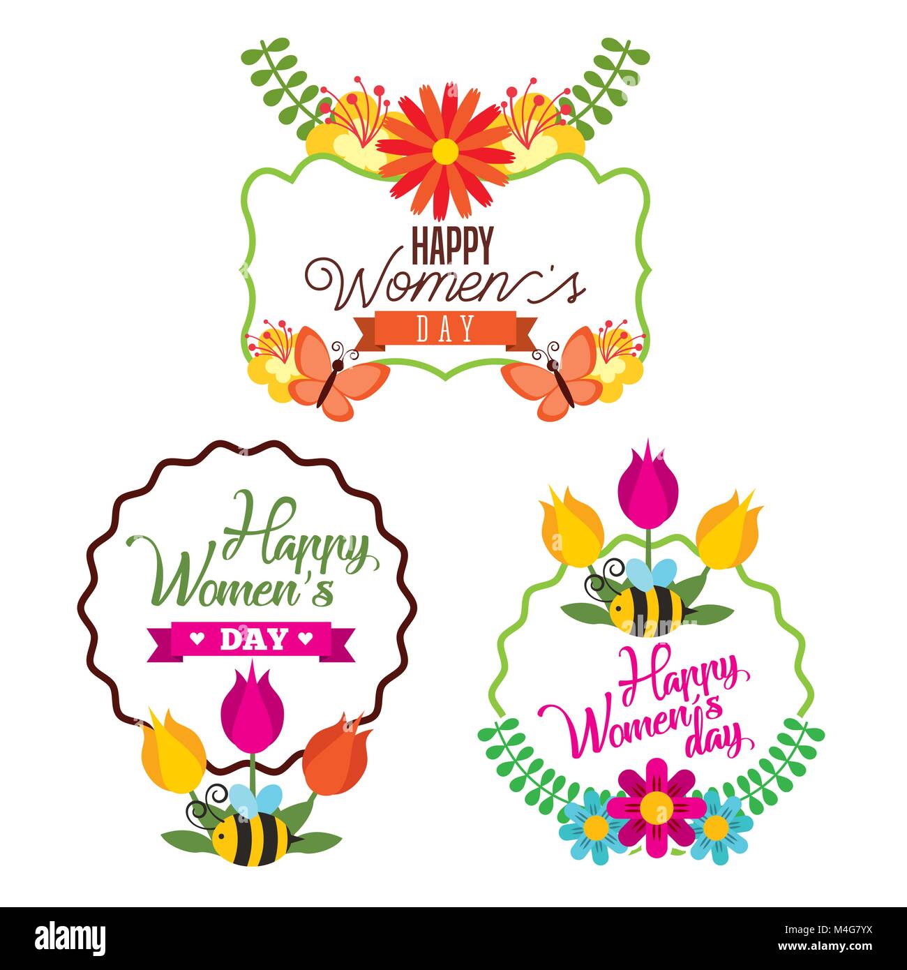 Set of Happy International Woman Day signs Stock Vector Image & Art - Alamy