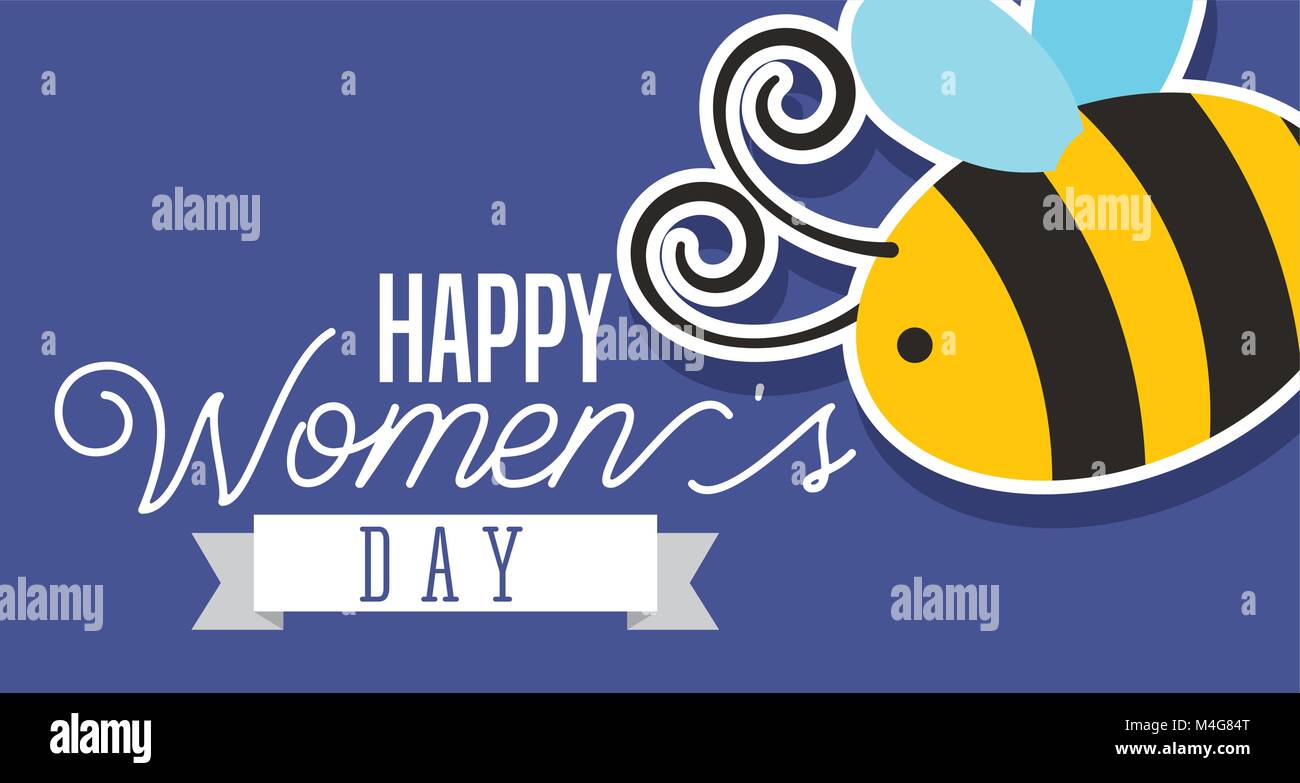 beautiful cute bee happy womens day card Stock Vector Image & Art - Alamy