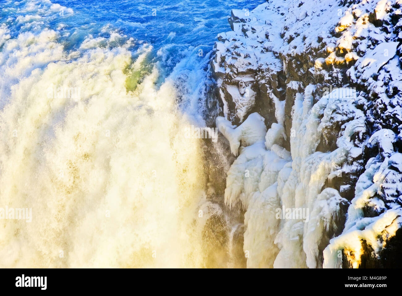 View of Gullfoss waterfall in winter, where is on the popular route of ...