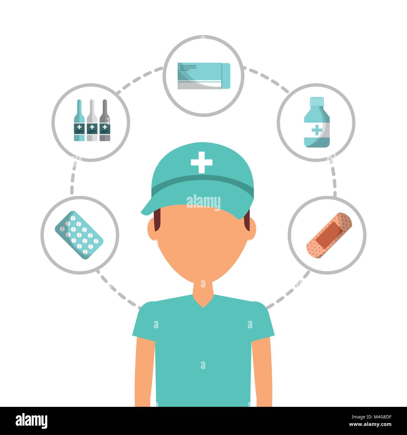 cartoon paramedic staff emergency first aid supplies Stock Vector Image ...