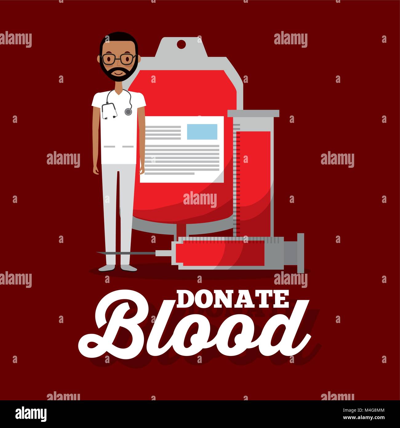 doctor blood bag syringe test tube donation Stock Vector Image & Art ...