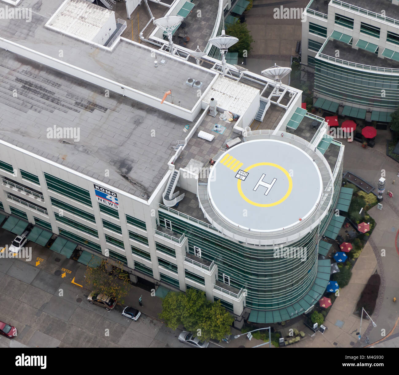 Seattle's Channel 4 News building, taken from the Space Needle Stock ...