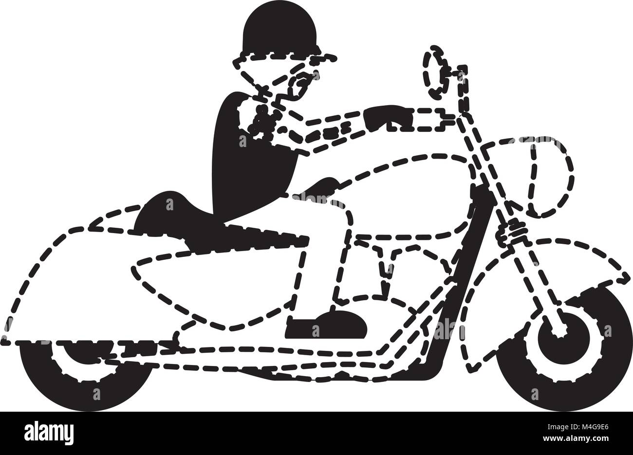 Biker riding custom chopper motorcycle Cut Out Stock Images & Pictures ...