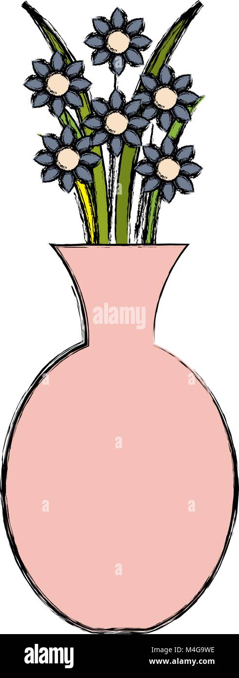 cute vase with flowers decorative Stock Vector Image & Art - Alamy