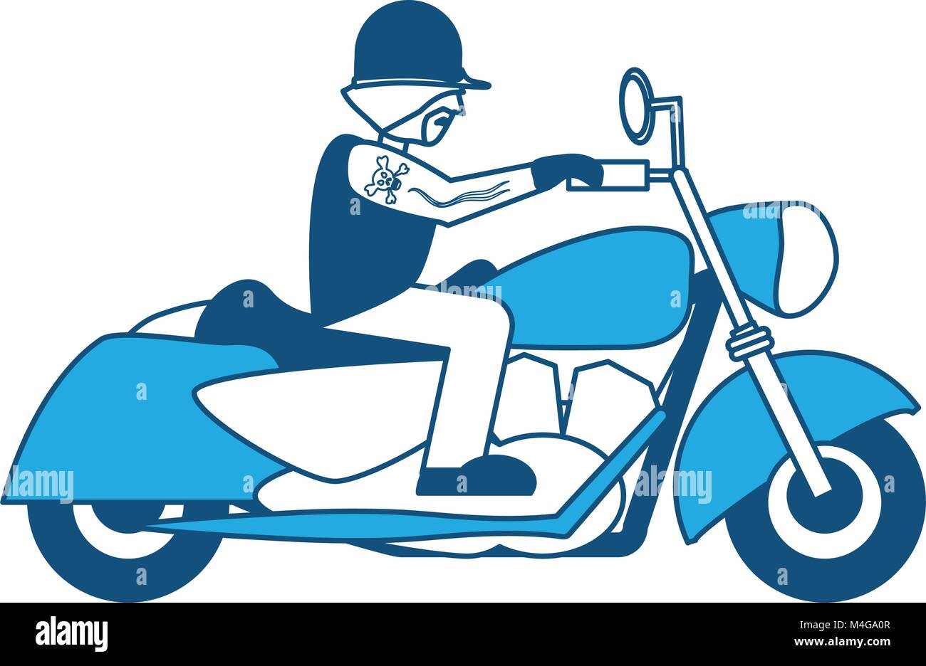 Biker riding motorcycle drawing Cut Out Stock Images & Pictures - Alamy