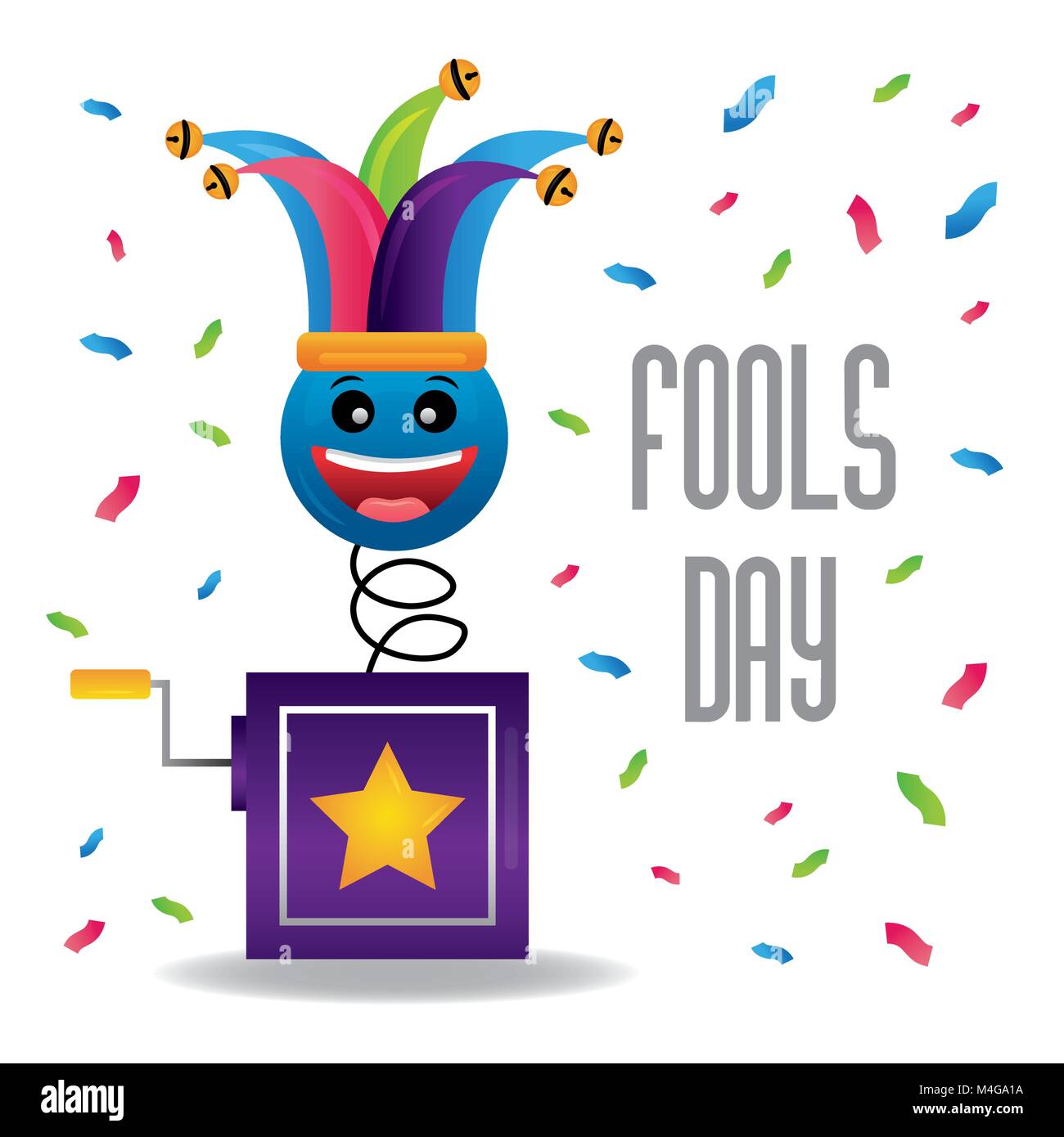 jack in box hat confetti decoration fool day Stock Vector Image & Art ...