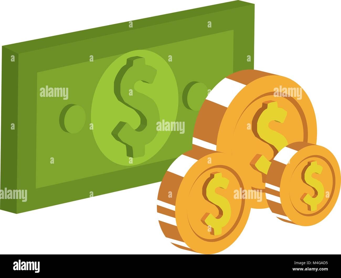 bills and coins dollar money icon Stock Vector Image & Art - Alamy