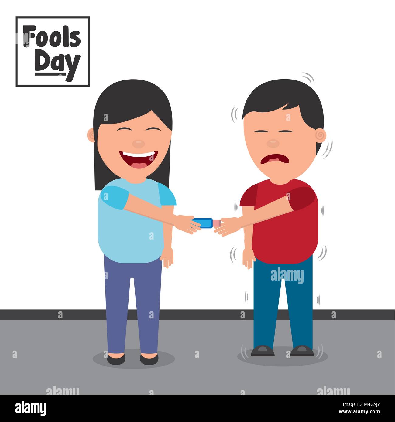 cartoon woman smiling and joke man fools day Stock Vector Image & Art ...