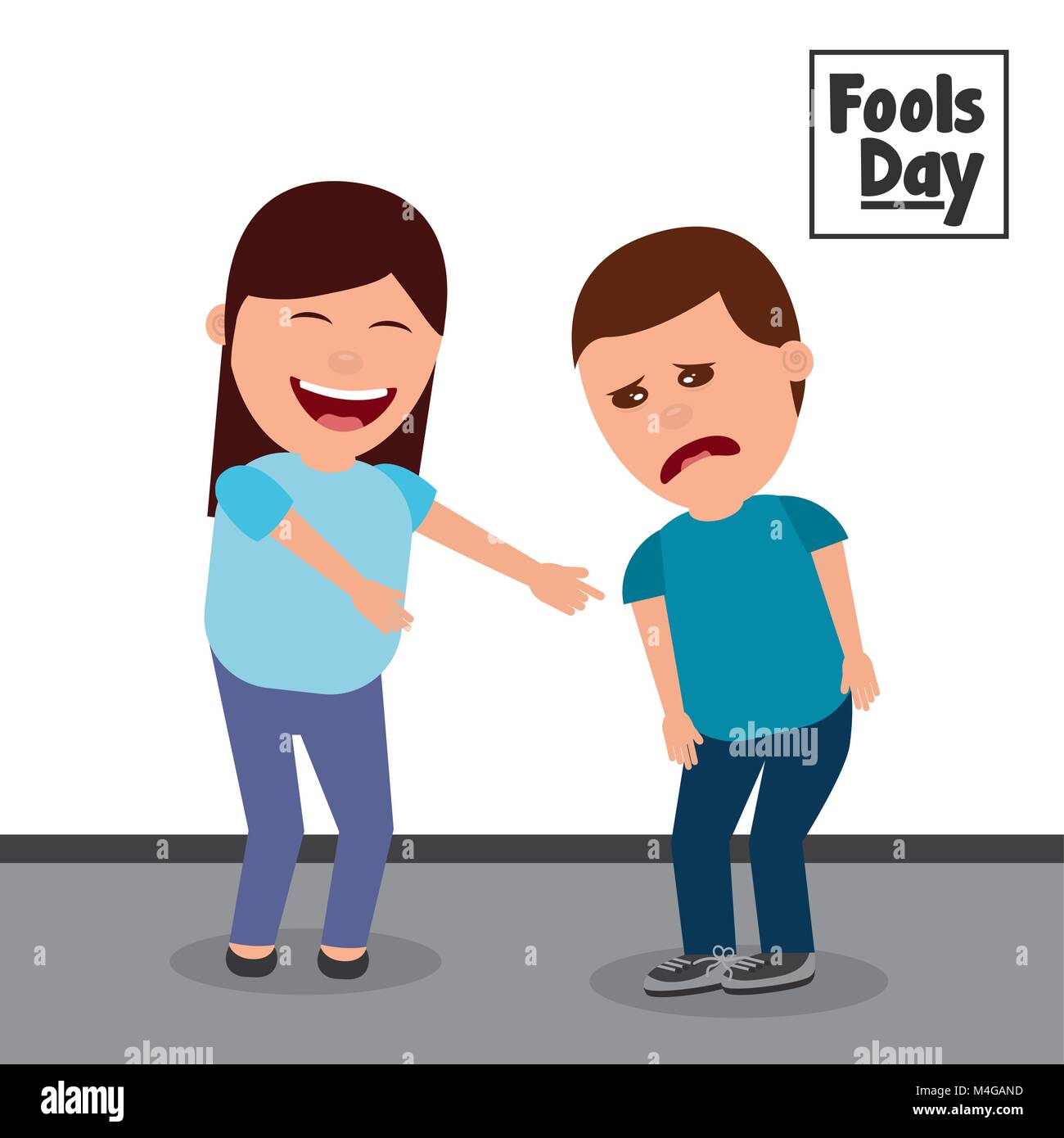 cartoon woman smiling and sad man fools day Stock Vector Image & Art ...