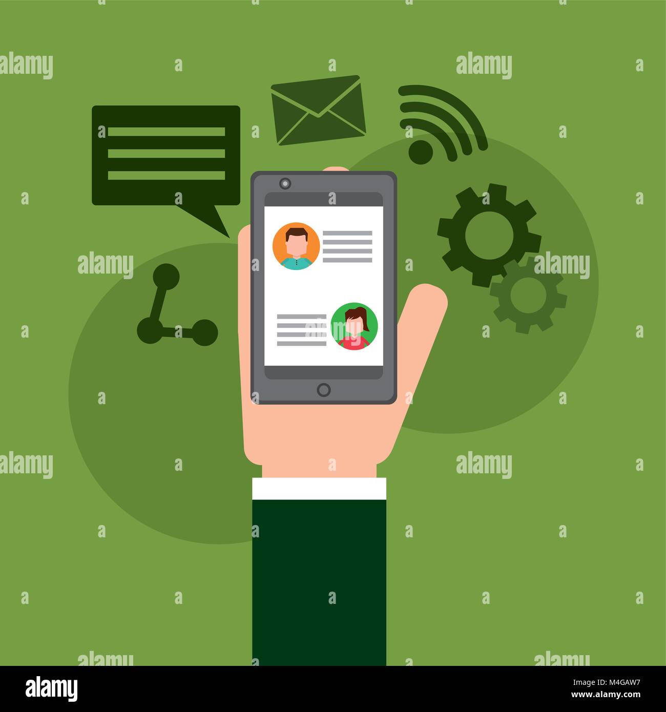 hand holding smartphone chat message screen Stock Vector Image & Art ...