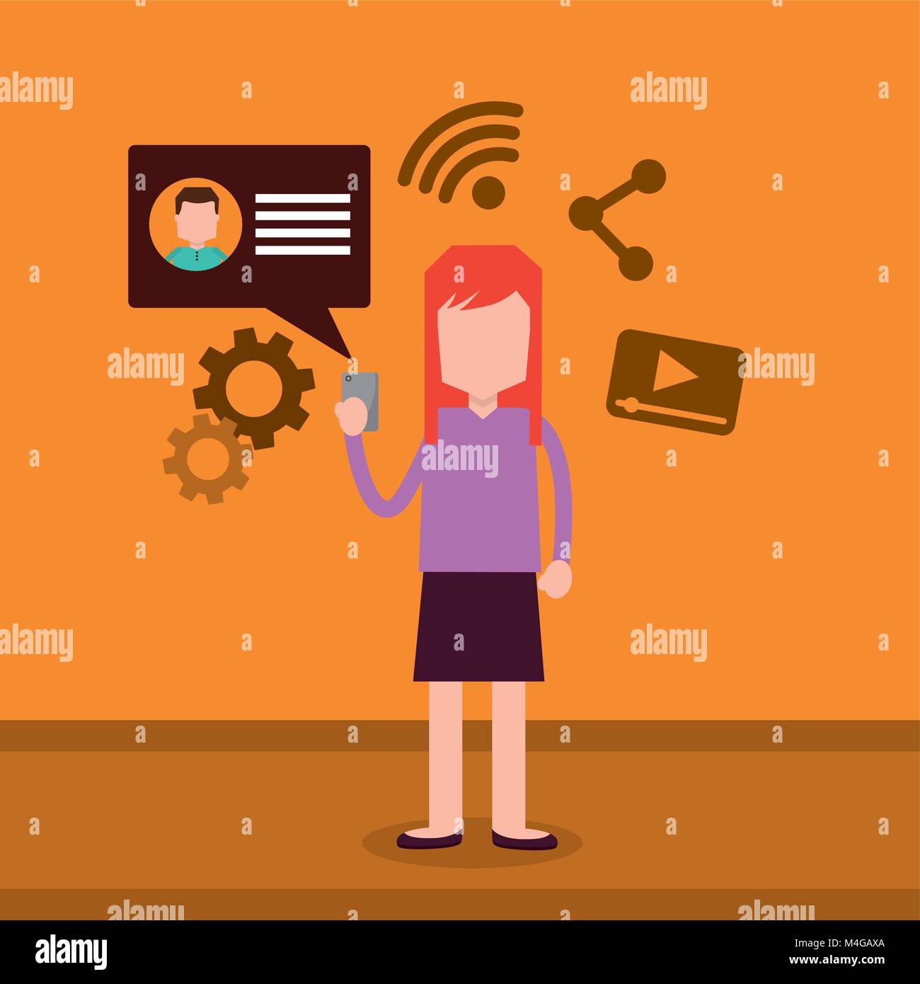 cartoon woman texting in her smartphone Stock Vector Image & Art - Alamy