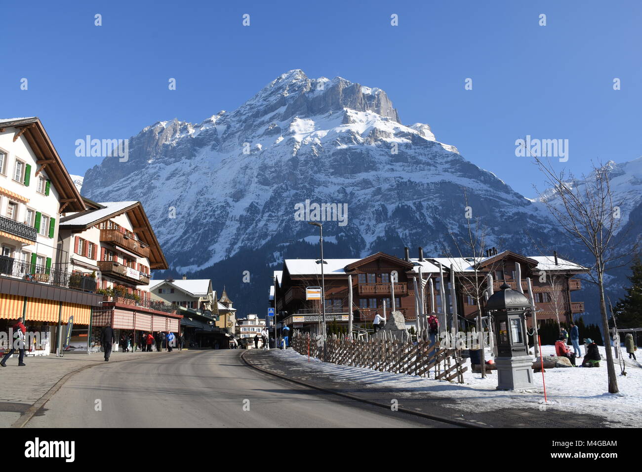 Alpine village Grindelwald, Switzerland, and Mättenberg in the ...