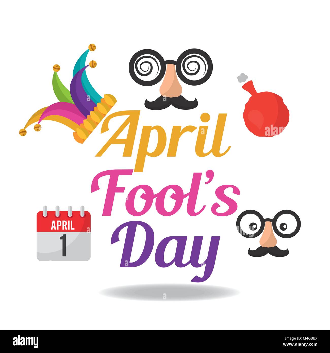 april fools day collection decoration icons Stock Vector Image & Art ...