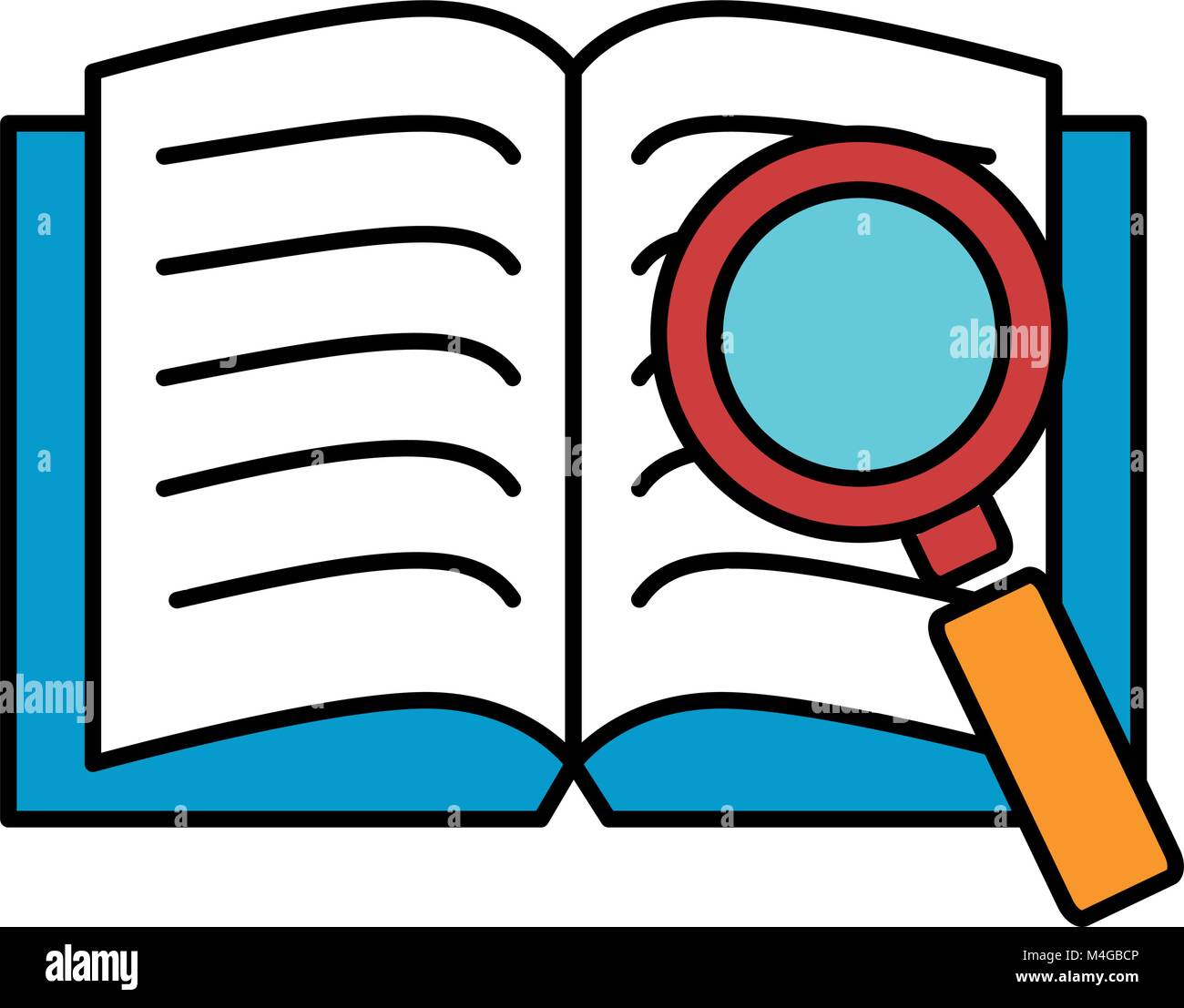 text book with magnifying glass Stock Vector Image & Art - Alamy