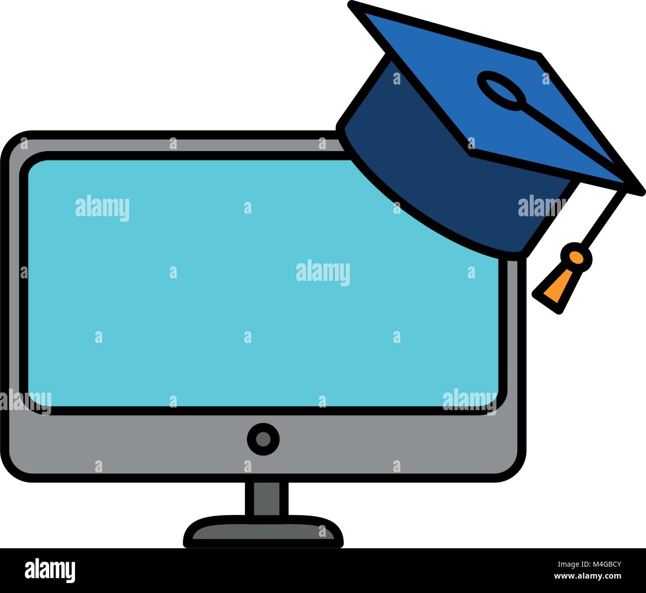 monitor computer with graduation hat Stock Vector Image & Art - Alamy