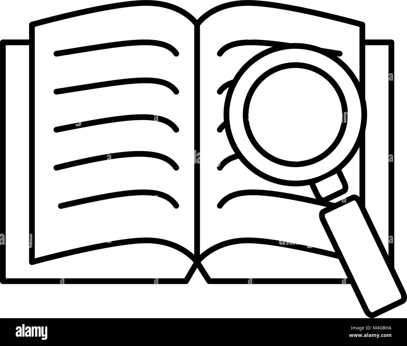 text book with magnifying glass Stock Vector Image & Art - Alamy