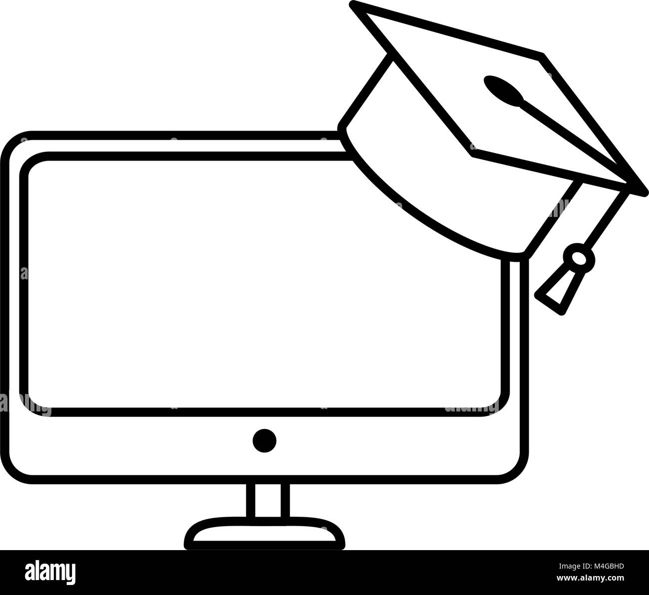 monitor computer with graduation hat Stock Vector Image & Art - Alamy