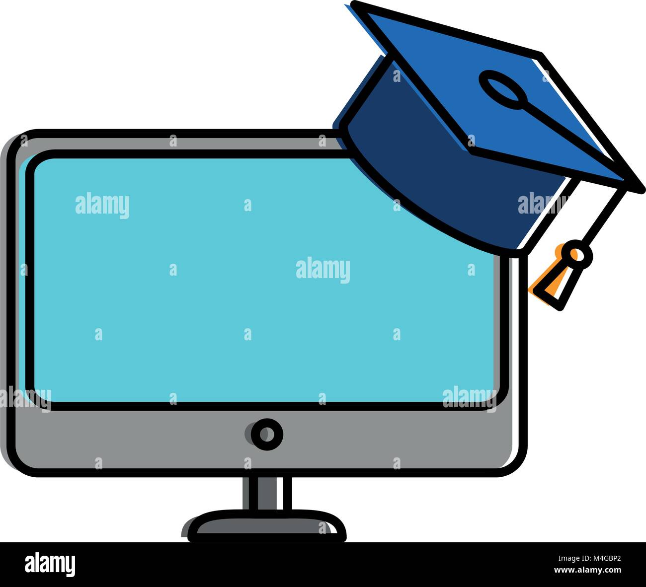 monitor computer with graduation hat Stock Vector Image & Art - Alamy