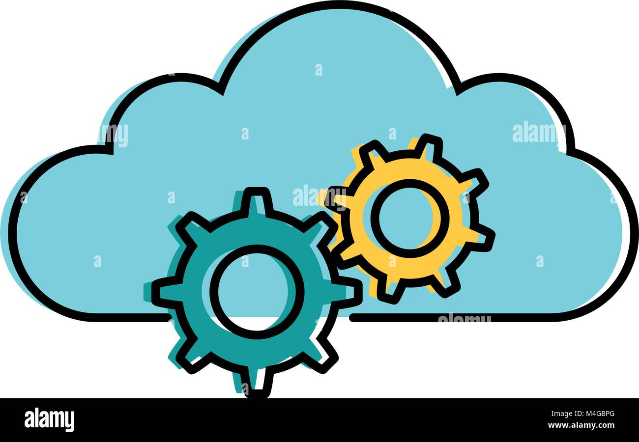 cloud computing with gears Stock Vector Image & Art - Alamy