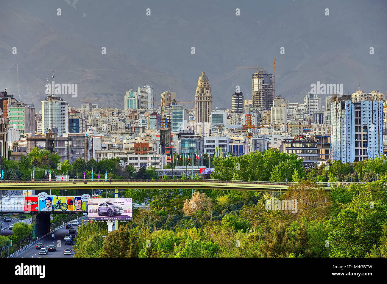 Tehran, Iran - April 28, 2017: Cityscape of northern Tehran with the ...