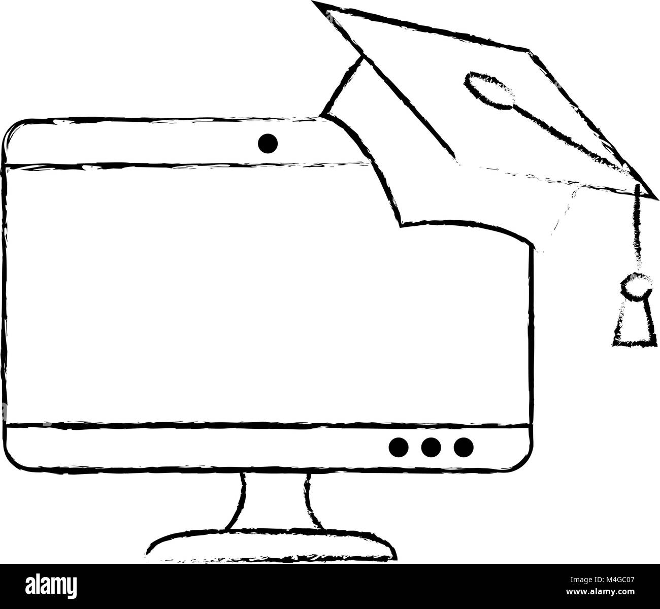 monitor computer with graduation hat Stock Vector Image & Art - Alamy