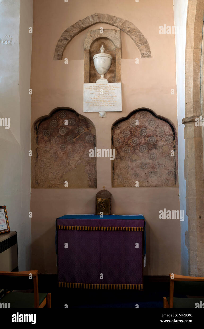 The north chapel with wall paintings, St. Peter and St. Paul`s Church ...